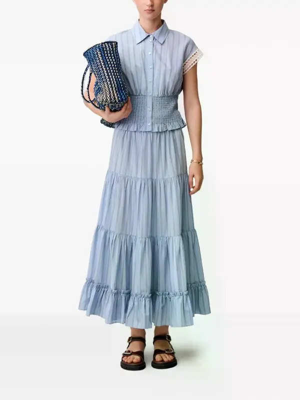 Claudie Pierlot Sleeveless Striped Shirt With Lace Trim