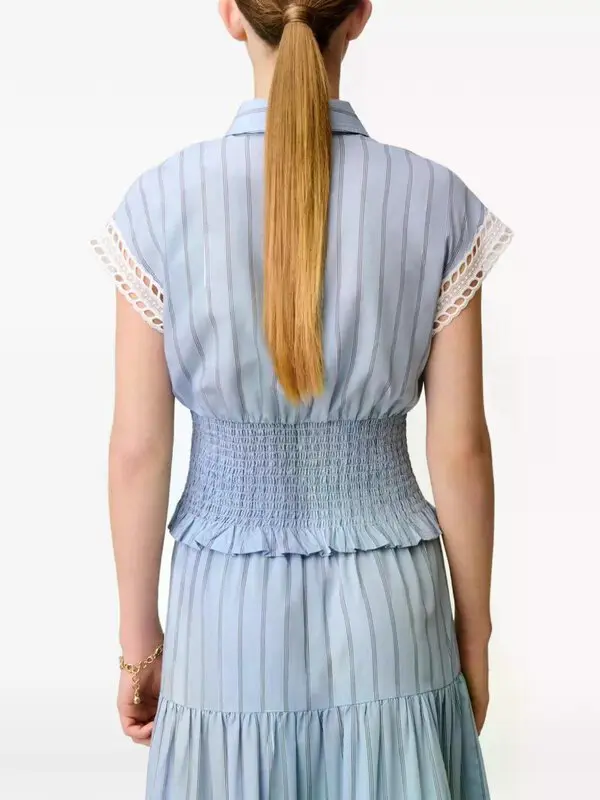 Claudie Pierlot Sleeveless Striped Shirt With Lace Trim