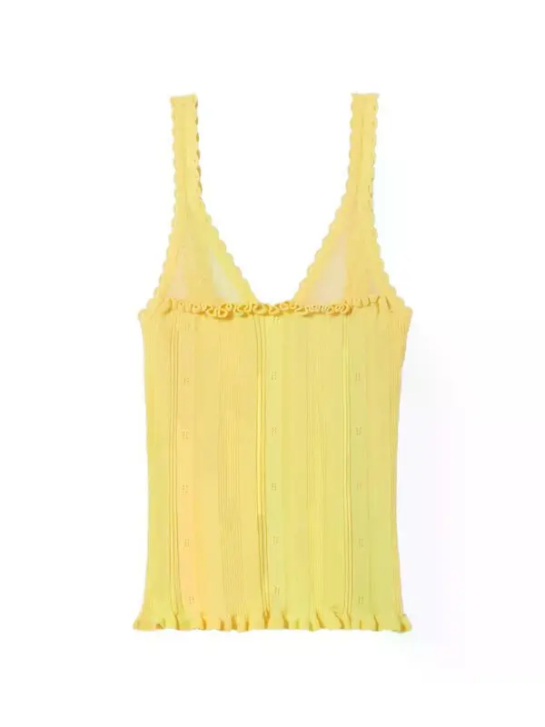 Claudie Pierlot Ruffled Pointelle-knit Tank Top - Yellow