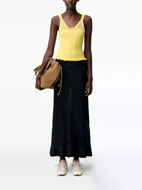 Claudie Pierlot Ruffled Pointelle-knit Tank Top