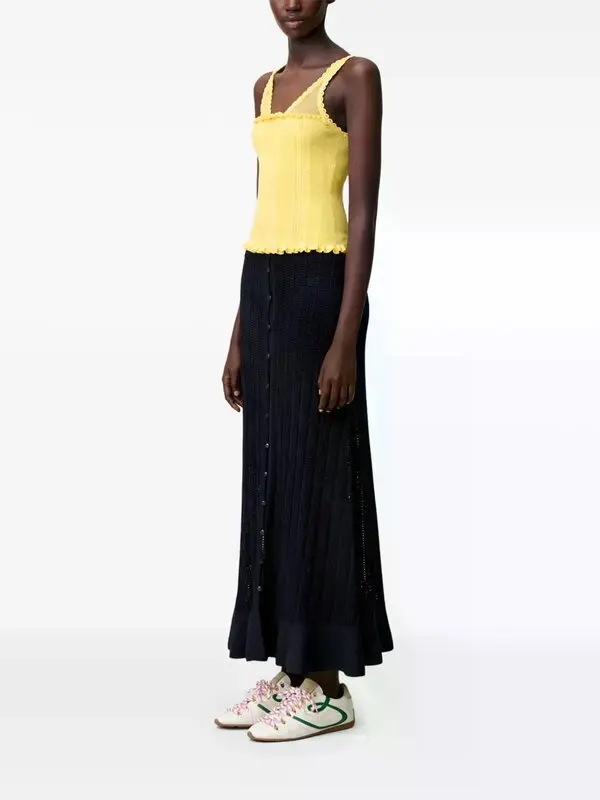 Claudie Pierlot Ruffled Pointelle-knit Tank Top
