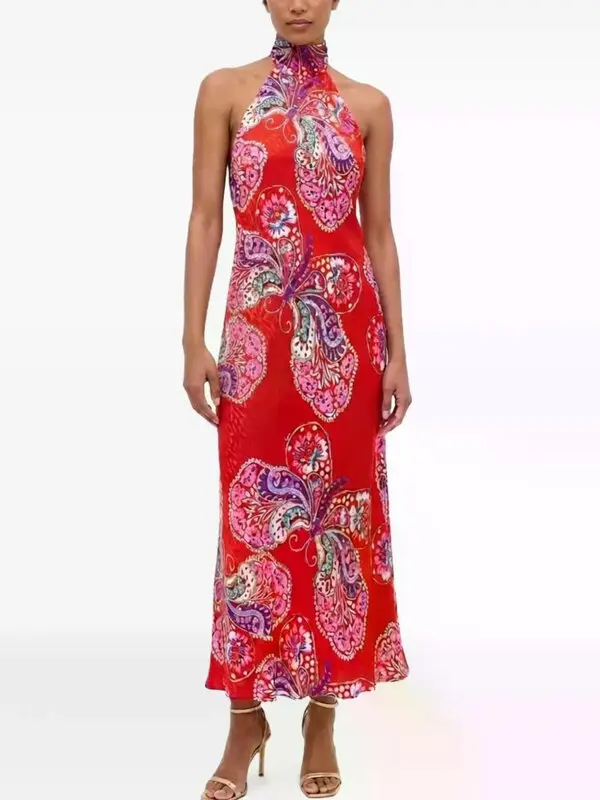 Rixo Butterfly-bloom Jacquard Maxi Dress - Red
