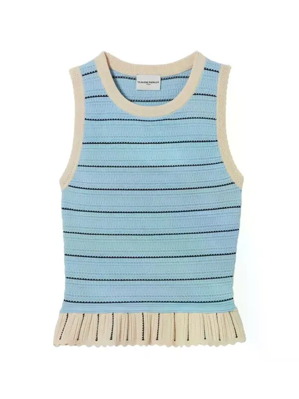 Claudie Pierlot Striped Peplum Tank Top - Blue