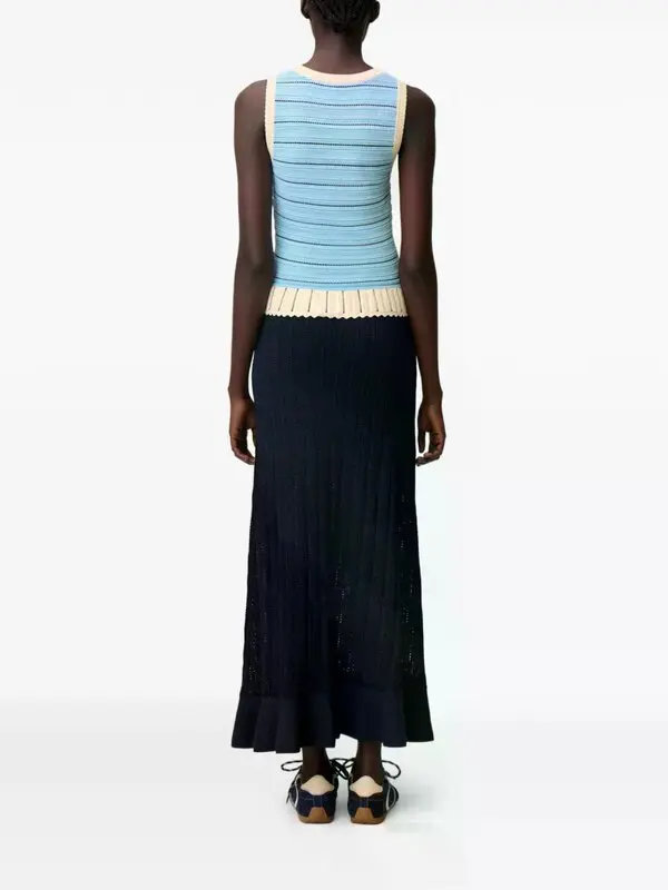 Claudie Pierlot Sleeveless Striped Knit Top With Peplum Hem