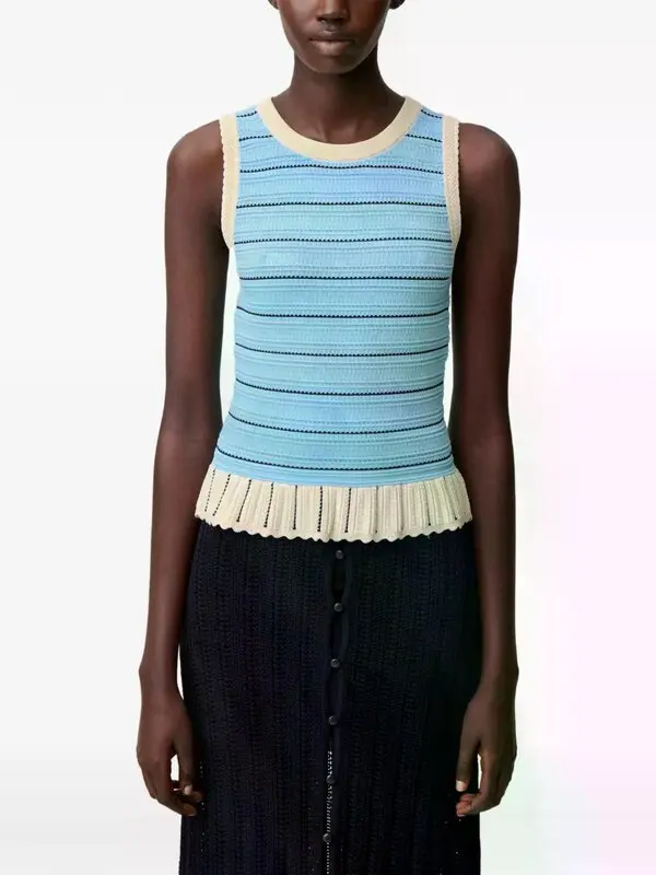 Claudie Pierlot Sleeveless Striped Knit Top With Peplum Hem