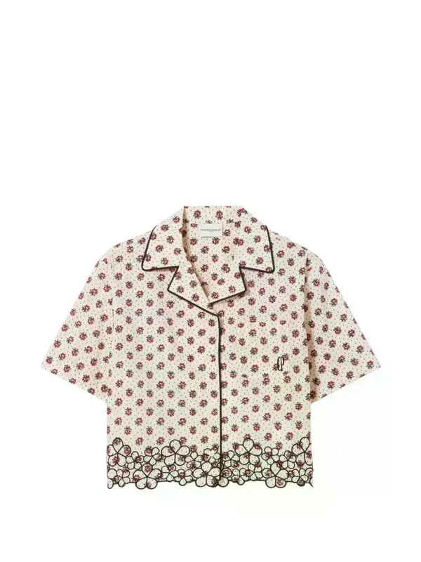 Claudie Pierlot Floral-print Scalloped-hem Shirt - Neutrals
