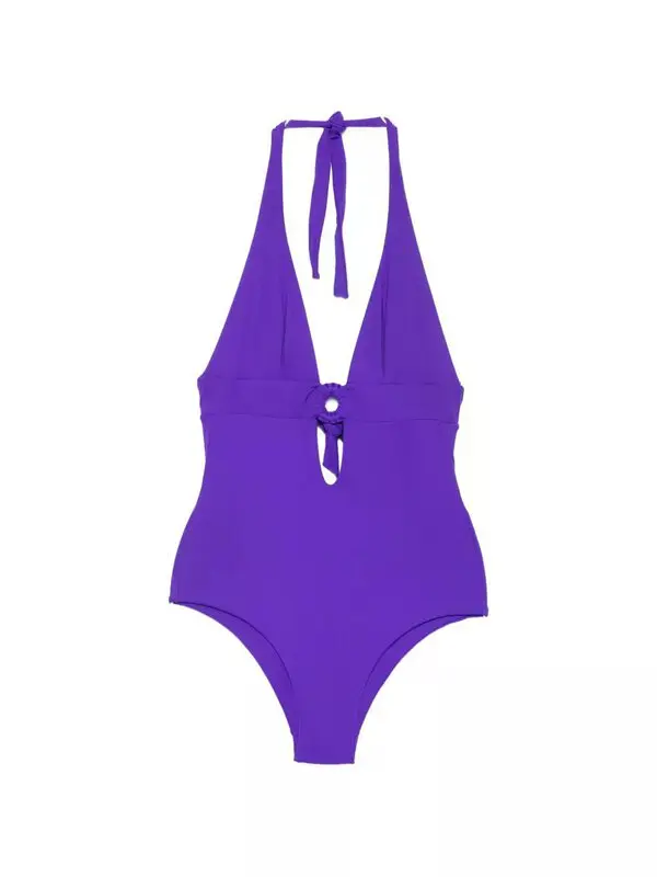 FISICO Ring-detail Halterneck One-piece Swimsuit - Purple