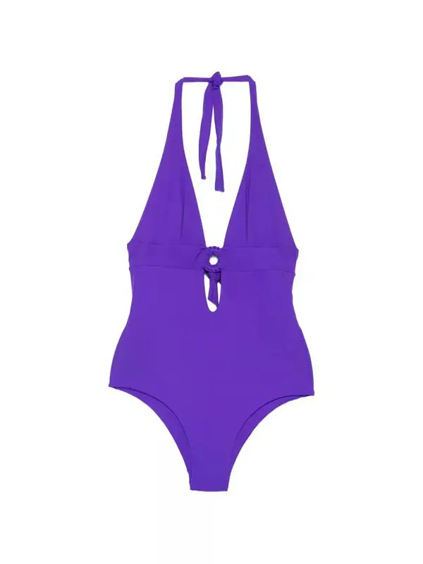 FISICO Ring-detail Halterneck One-piece Swimsuit - Purple