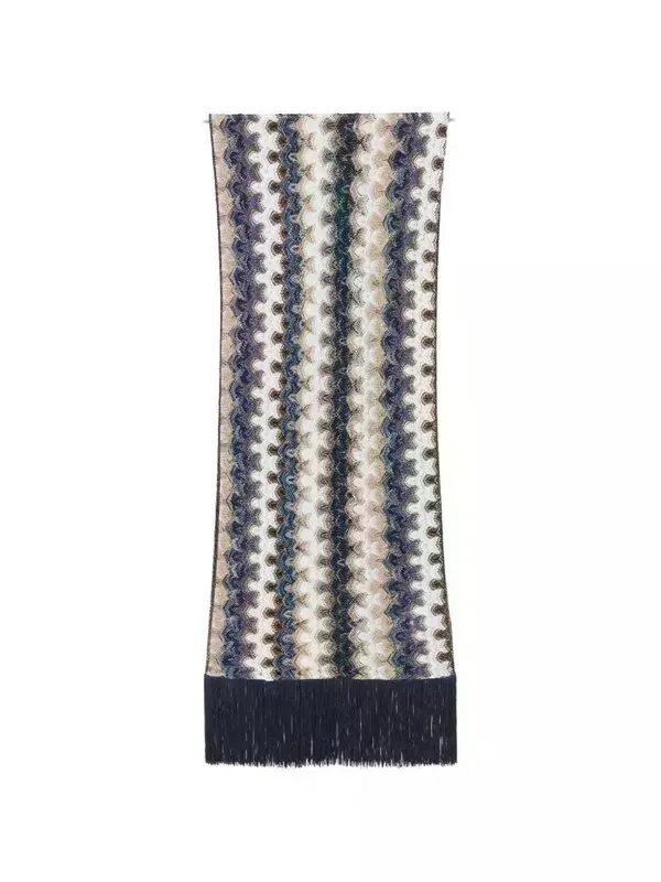Missoni Zigzag-knit Fringed Scarf - Neutrals
