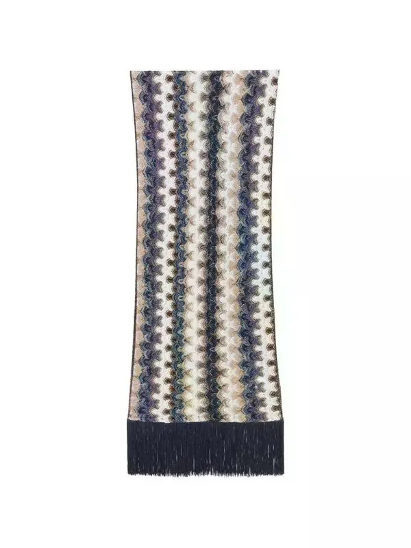 Missoni Zigzag-knit Fringed Scarf - Neutrals