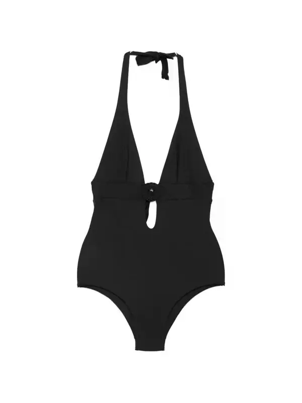FISICO Halterneck Swimsuit With Ring Detail - Black
