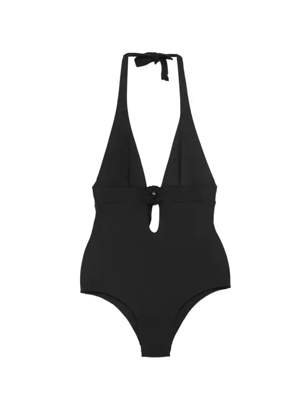 FISICO Halterneck Swimsuit With Ring Detail - Black
