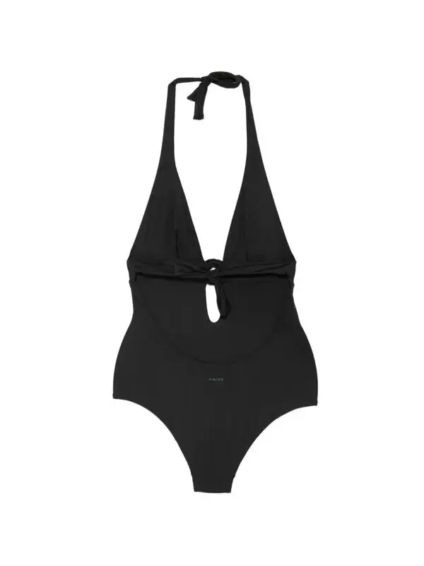 FISICO Halterneck Swimsuit With Ring Detail - Black