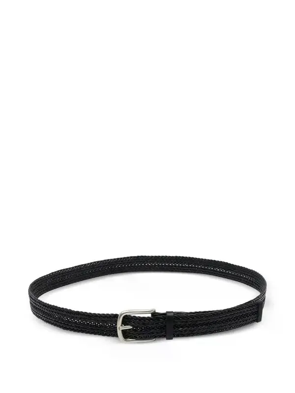 ORTIGNI Plug Braided Leather Belt - Black