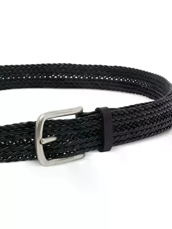 ORTIGNI Plug Braided Leather Belt - Black