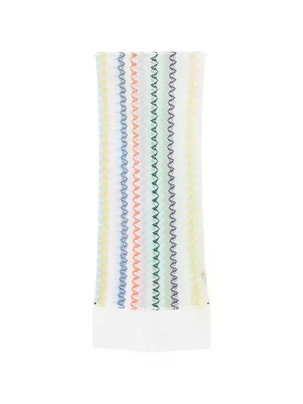 Missoni Zigzag-knit Fringed Scarf - White