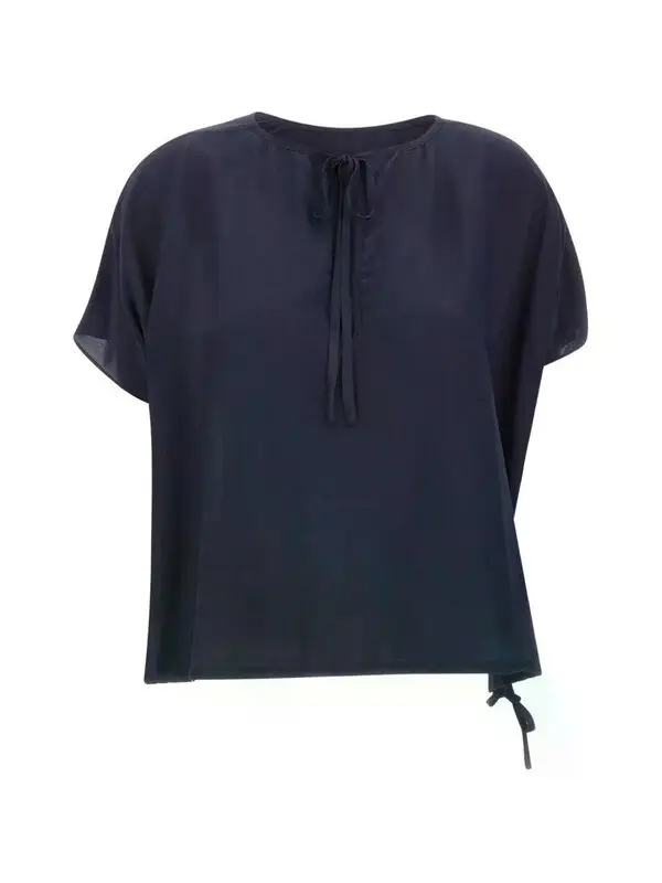 KAOS Tie-detail Drawstring Blouse - Blue
