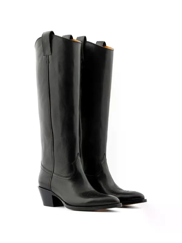 BUTTERO® Embroidered Leather Boots - Black