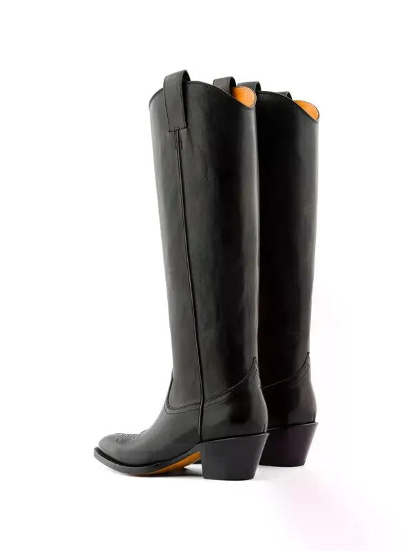 BUTTERO® Embroidered Leather Boots - Black