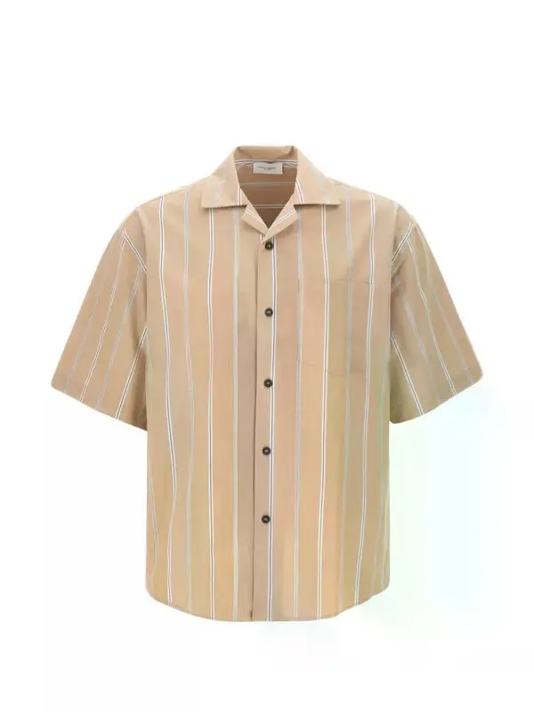 PAOLO PECORA Striped Boxy-fit Shirt - Neutrals