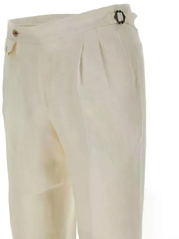 BARBA NAPOLI Pleated Linen Trousers