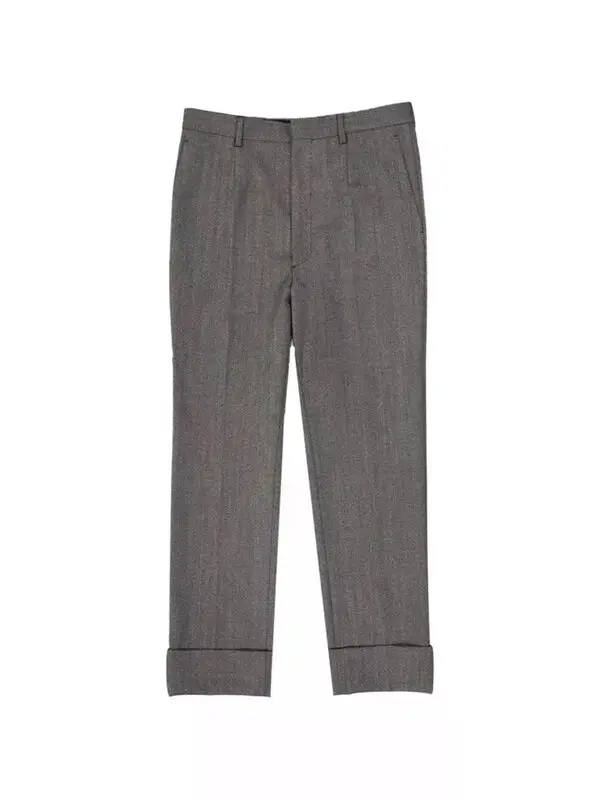 Prada Herringbone-pattern Wool Trousers - Grey