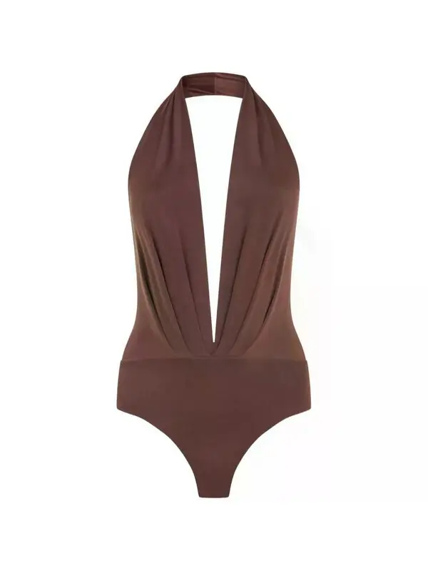 Andamane Zendaya Draped Bodysuit - Brown