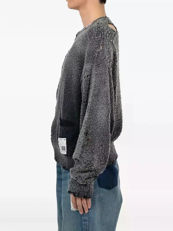 Mihara Yasuhiro Distressed Zip-up Cardigan - Black