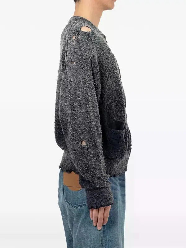 Mihara Yasuhiro Distressed Zip-up Cardigan - Black