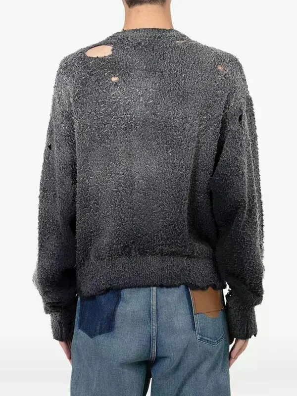 Mihara Yasuhiro Distressed Zip-up Cardigan - Black