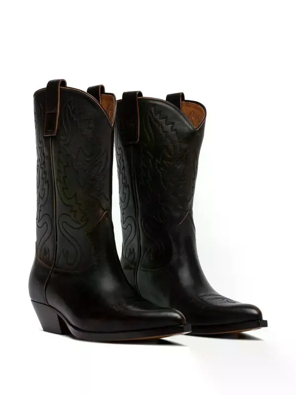 BUTTERO® Embroidered Leather Boots - Brown