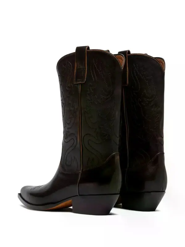 BUTTERO® Embroidered Leather Boots - Brown