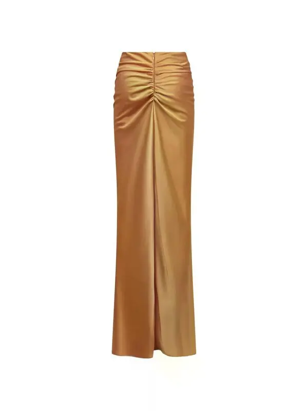 Andamane Iris Gathered Draped Maxi Skirt - Gold