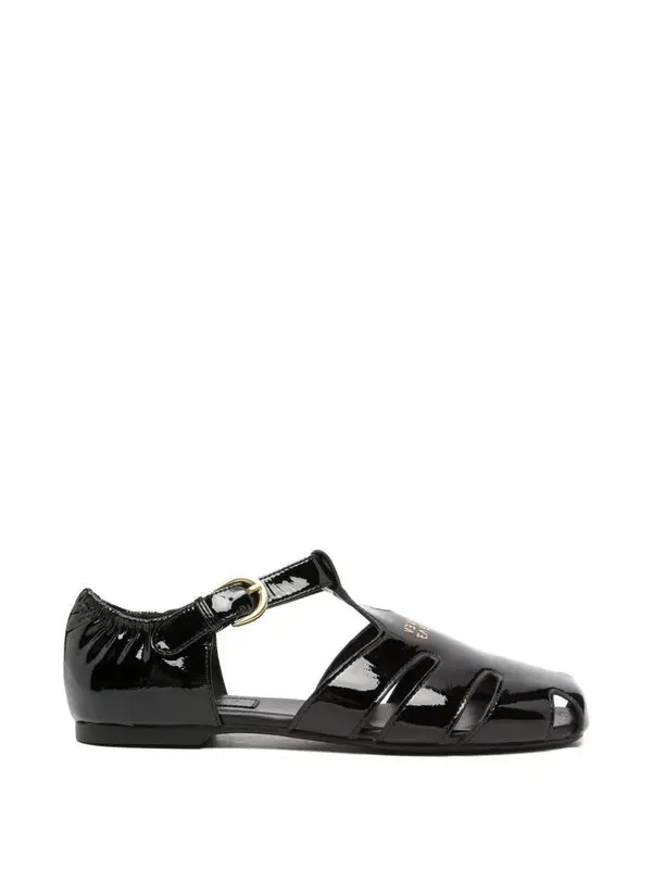 SERGIO MORETTI FIRENZE Patent Leather Cut-out T-bar Sandals