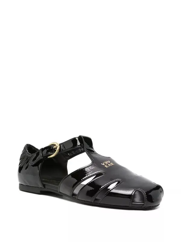 SERGIO MORETTI FIRENZE Patent Leather Cut-out T-bar Sandals