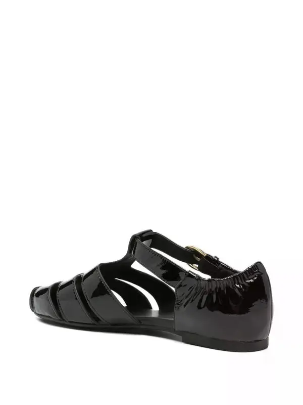 SERGIO MORETTI FIRENZE Patent Leather Cut-out T-bar Sandals