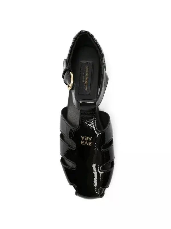 SERGIO MORETTI FIRENZE Patent Leather Cut-out T-bar Sandals