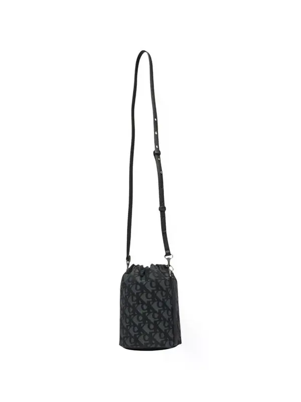 Calvin Klein Monogram-pattern Drawstring Bucket-bag - Black