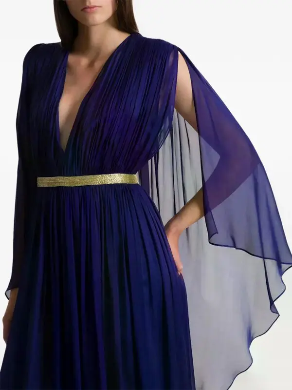 Alberta Ferretti Cape-sleeve Gown Dress - Blue