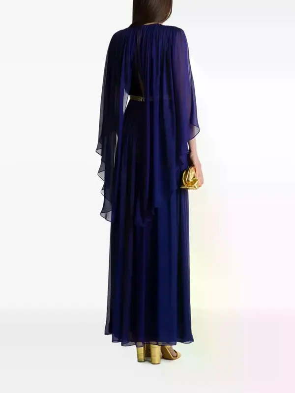Alberta Ferretti Cape-sleeve Gown Dress - Blue