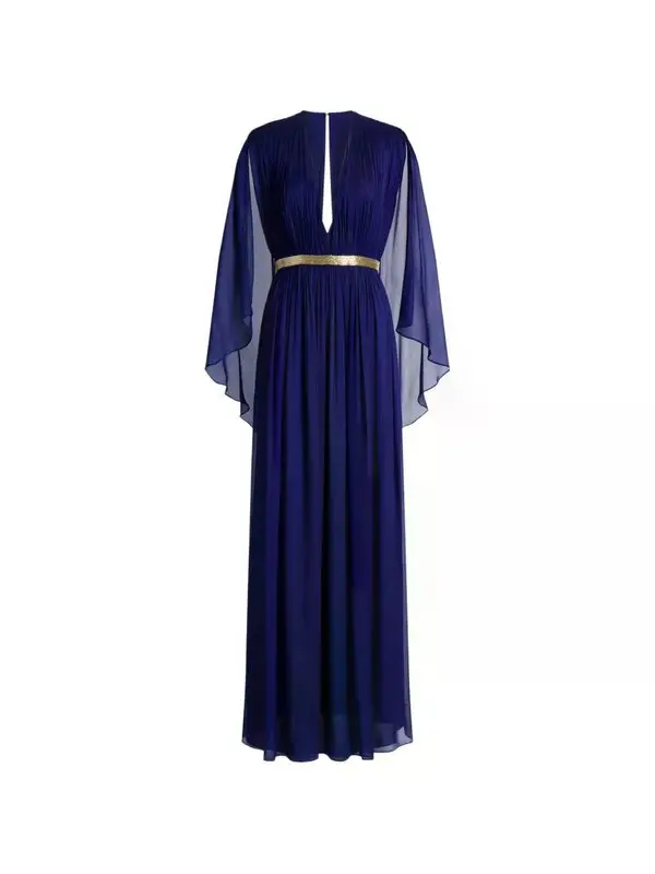 Alberta Ferretti Cape-sleeve Gown Dress - Blue