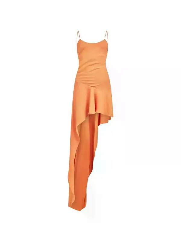 Andamane Lauren Lace-up Asymmetric Dress - Orange