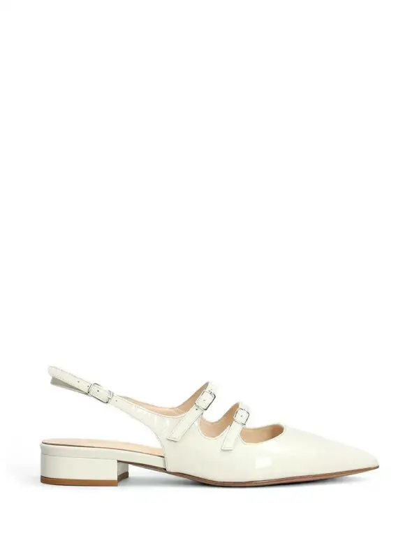 ANNA F. Patent-finish Slingback Flat Pumps
