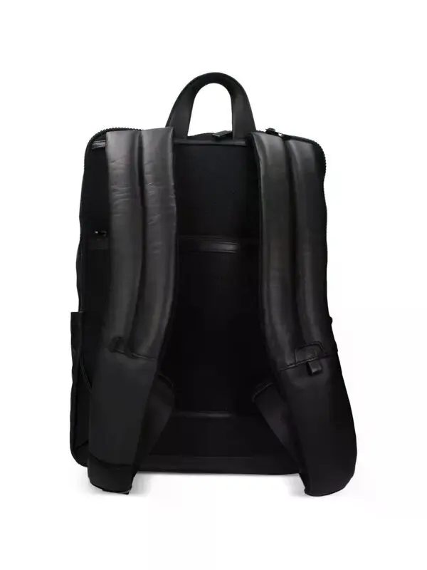 PIQUADRO Leather Backpack With Debossed Logo