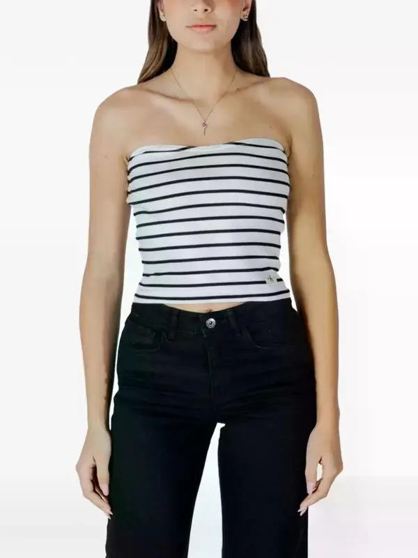 Calvin Klein Striped Ribbed Tube Top - White