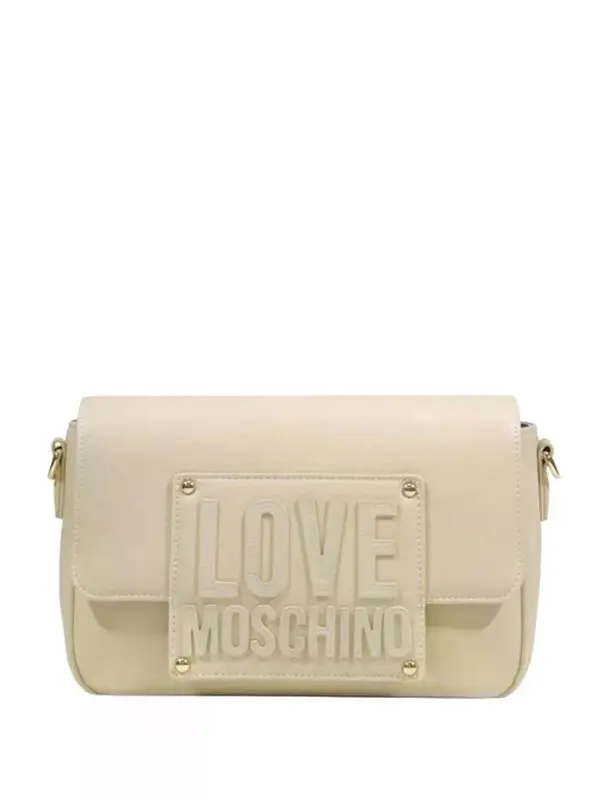 Moschino Embossed Logo-plaque Shoulder Bag - Neutrals