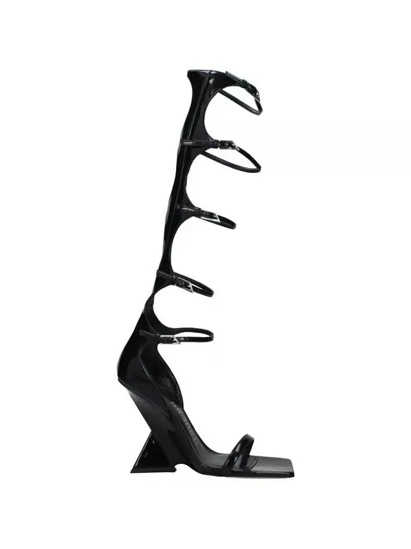 Attico Patent Leather Buckle-strap Sandals - Black