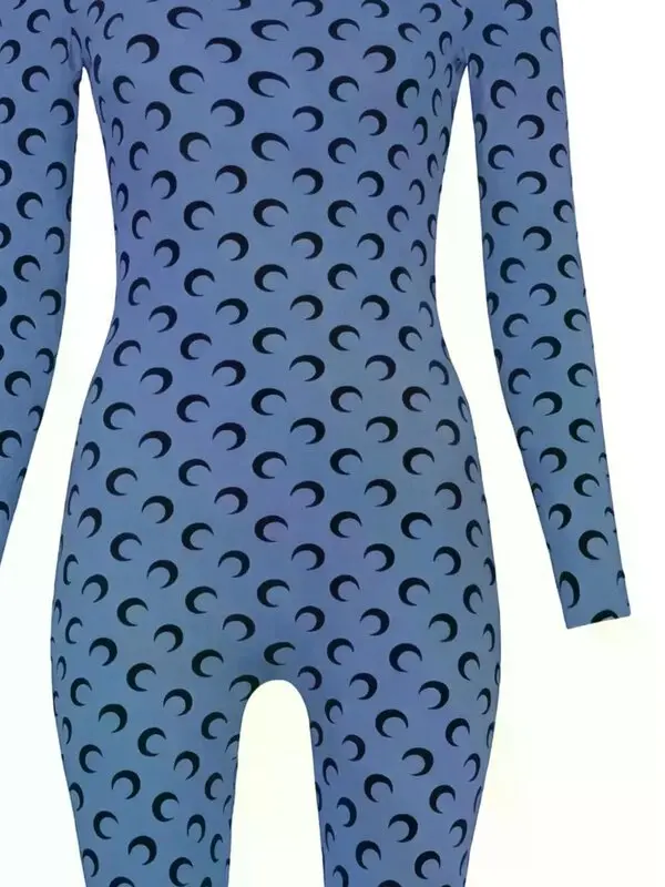 MARINE SERRE Moon-print Long-sleeve Jumpsuit - Blue