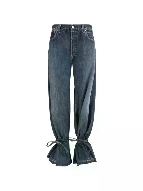 E.L.V. DENIM Panelled Tie-cuff Jeans - Blue