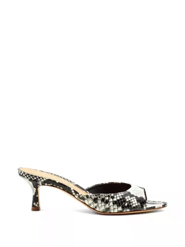 JULIE DEE Python-print Leather Sandals - White